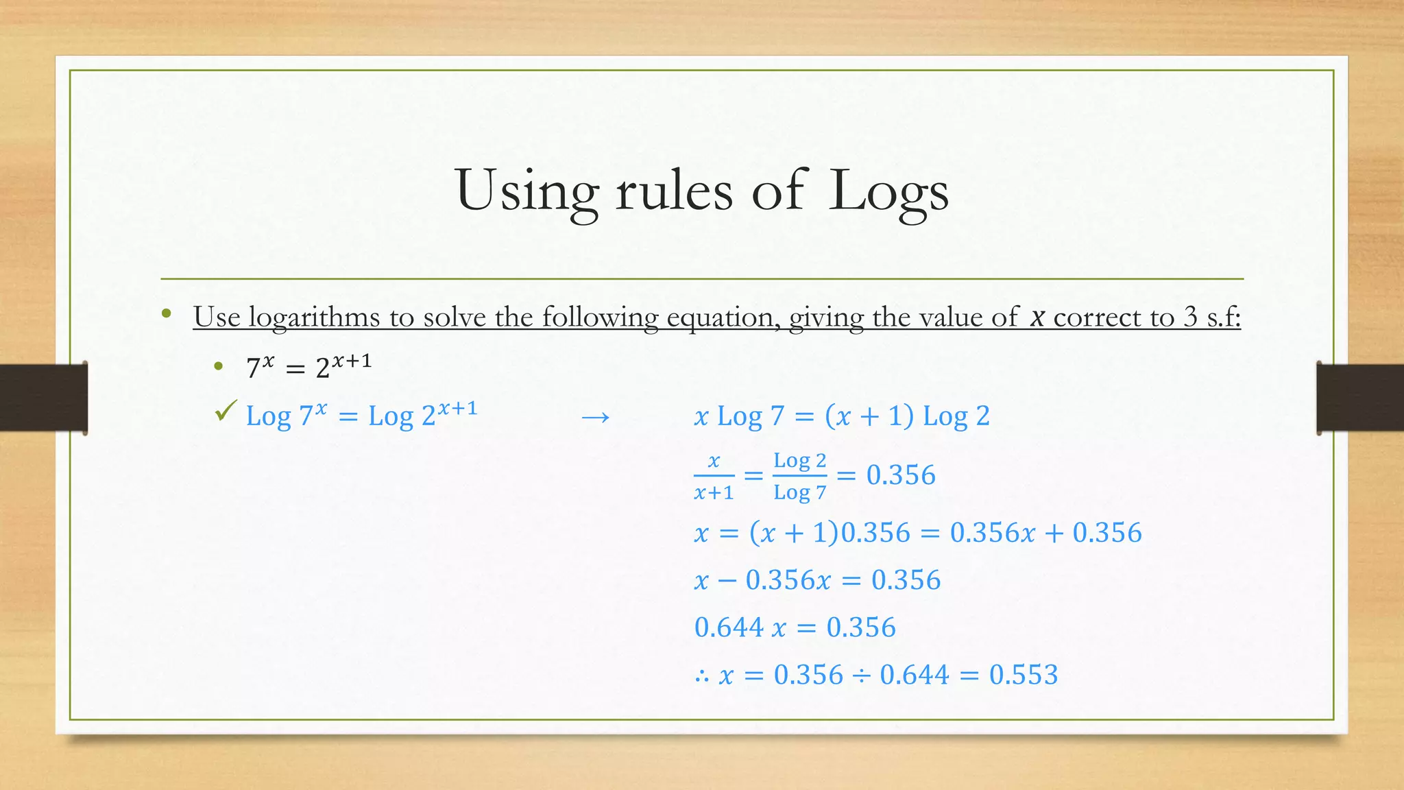 Tutorial on Logarithms | PDF