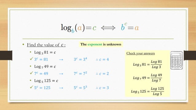 Tutorial on Logarithms | PPT