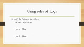Tutorial on Logarithms | PPT