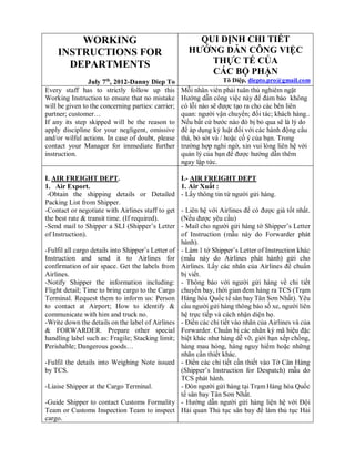 FORWARDER-Working Instructions for departments (eng-vnm) (s) | PDF