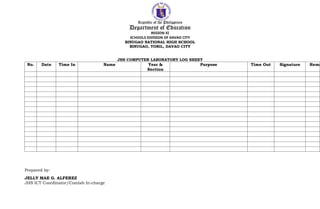 sample log sheet for computer laboratory | DOCX