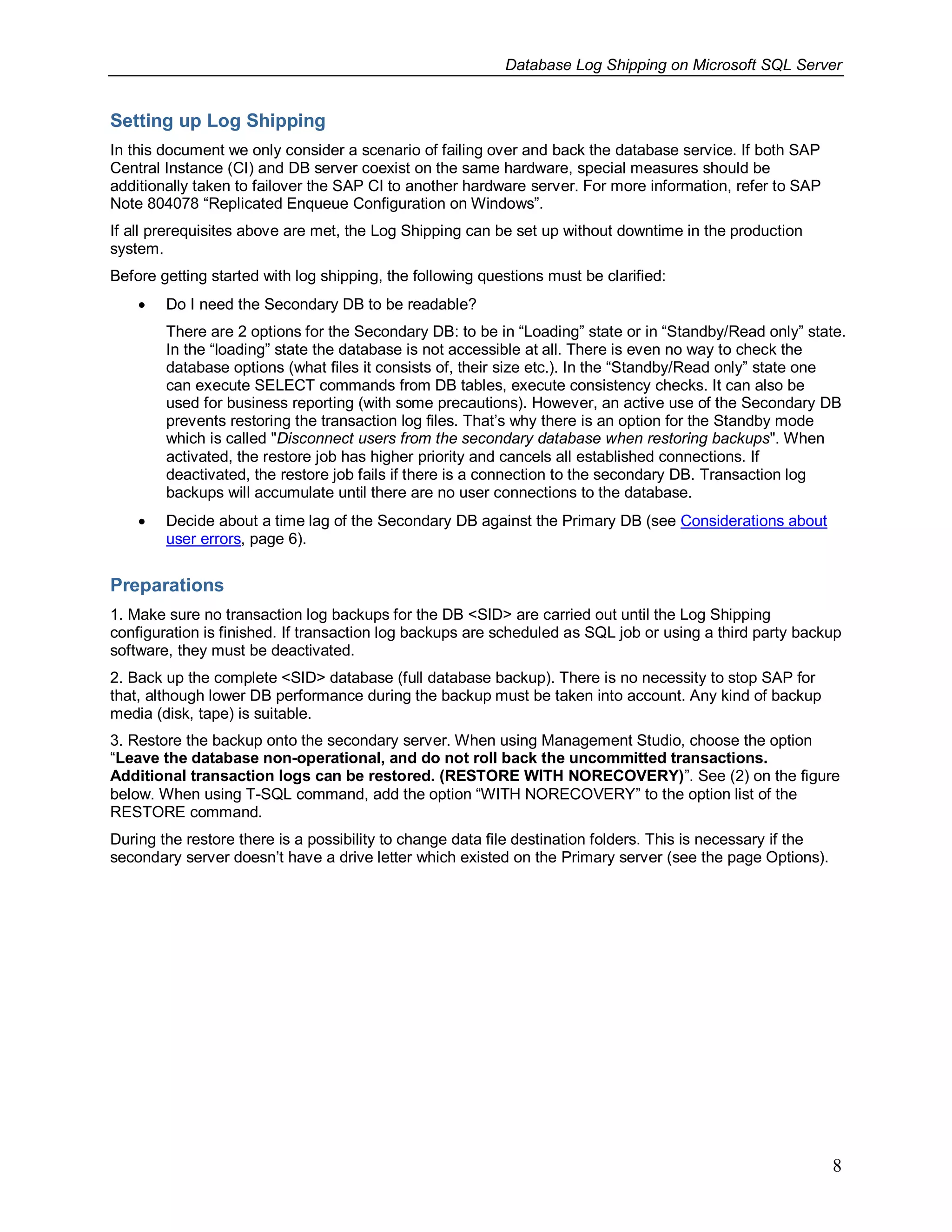 Log shippingbestpractices | PDF