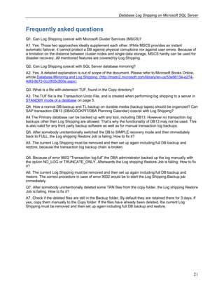 Log shippingbestpractices | PDF