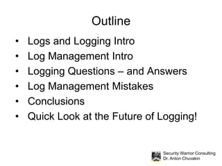 Enterprise Logging and Log Management: Hot Topics by Dr. Anton Chuvakin ...