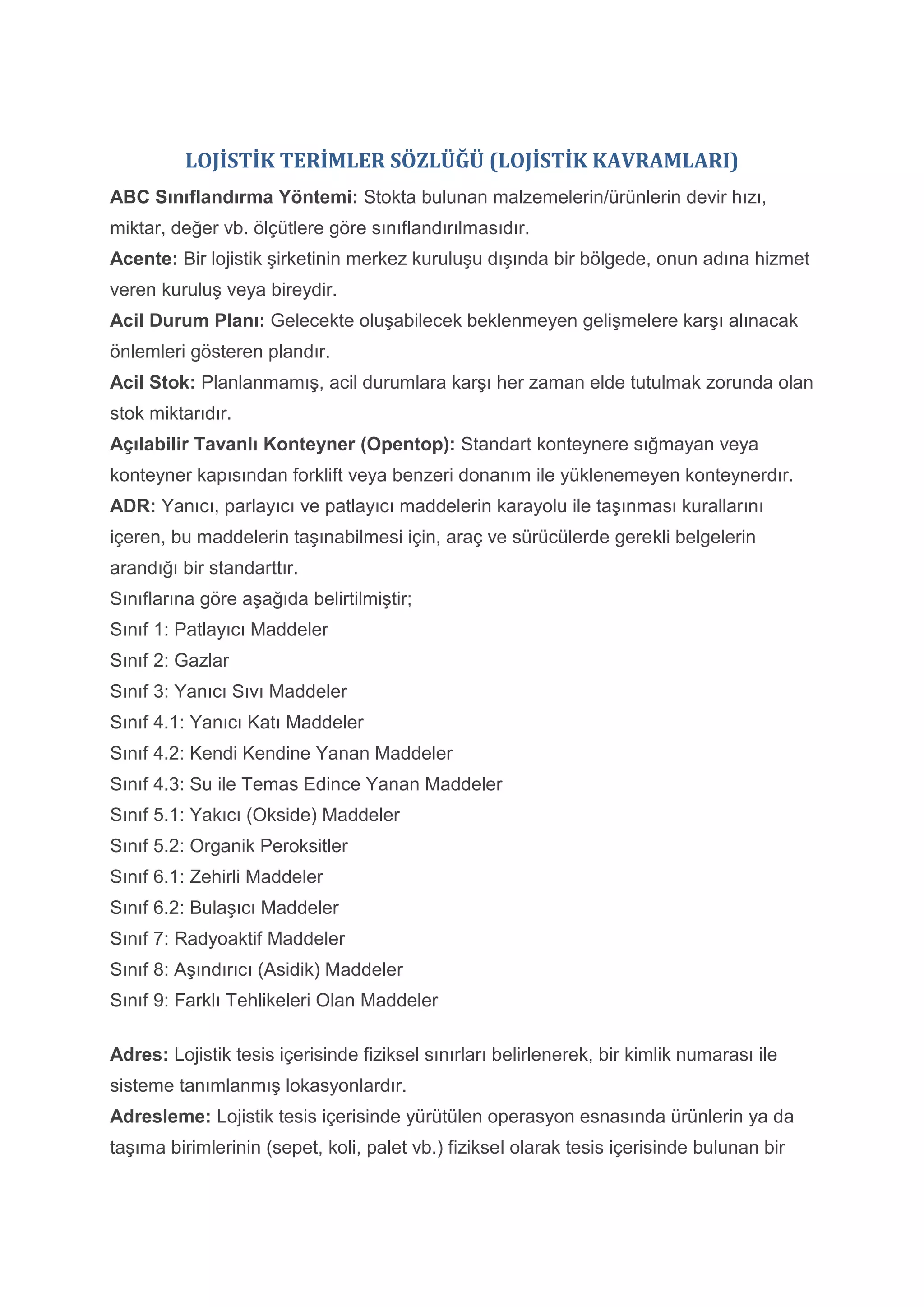 Lojistik Terimler Sözlüğü | PDF