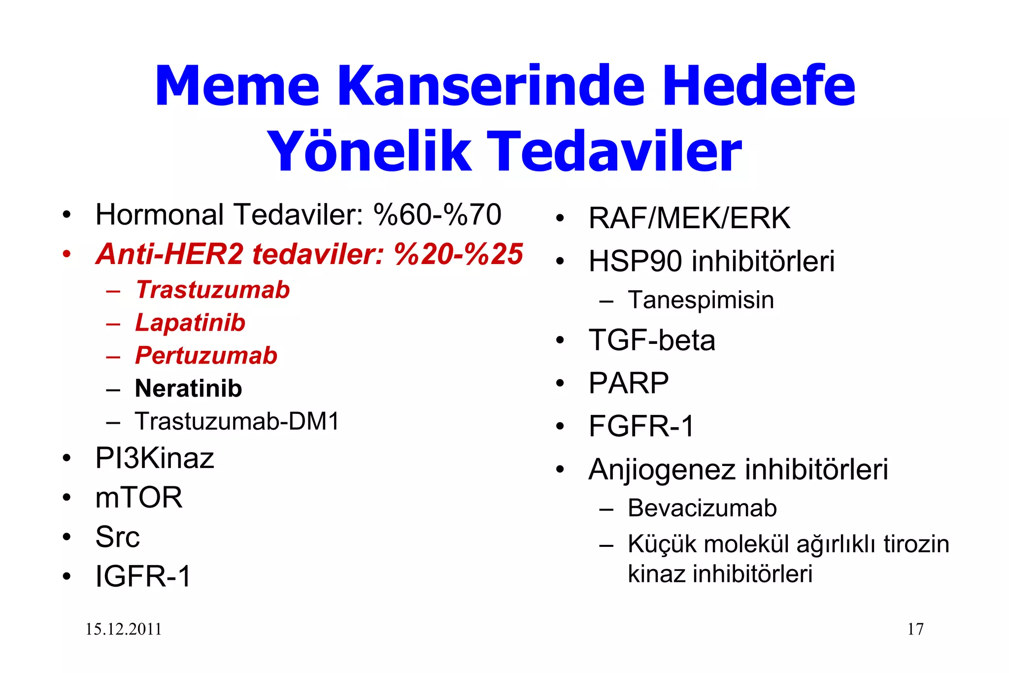 Lokal ileri meme kanserinde hedefe yönelik tedaviler | PPTX