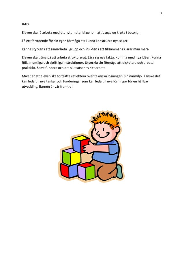 Lokal pedagogisk planering betong | PDF