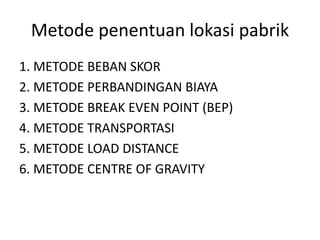 Lokasi pabrik ( pert 5 6 ) | PPTX