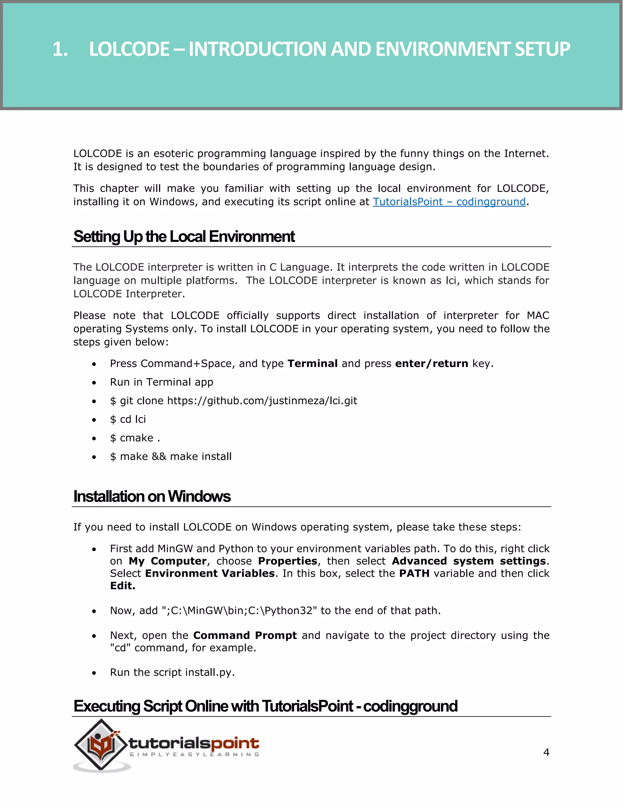 Lolcode tutorial | PDF