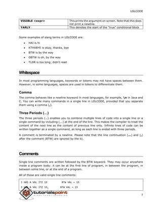 Lolcode tutorial | PDF