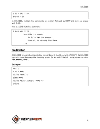 Lolcode tutorial | PDF