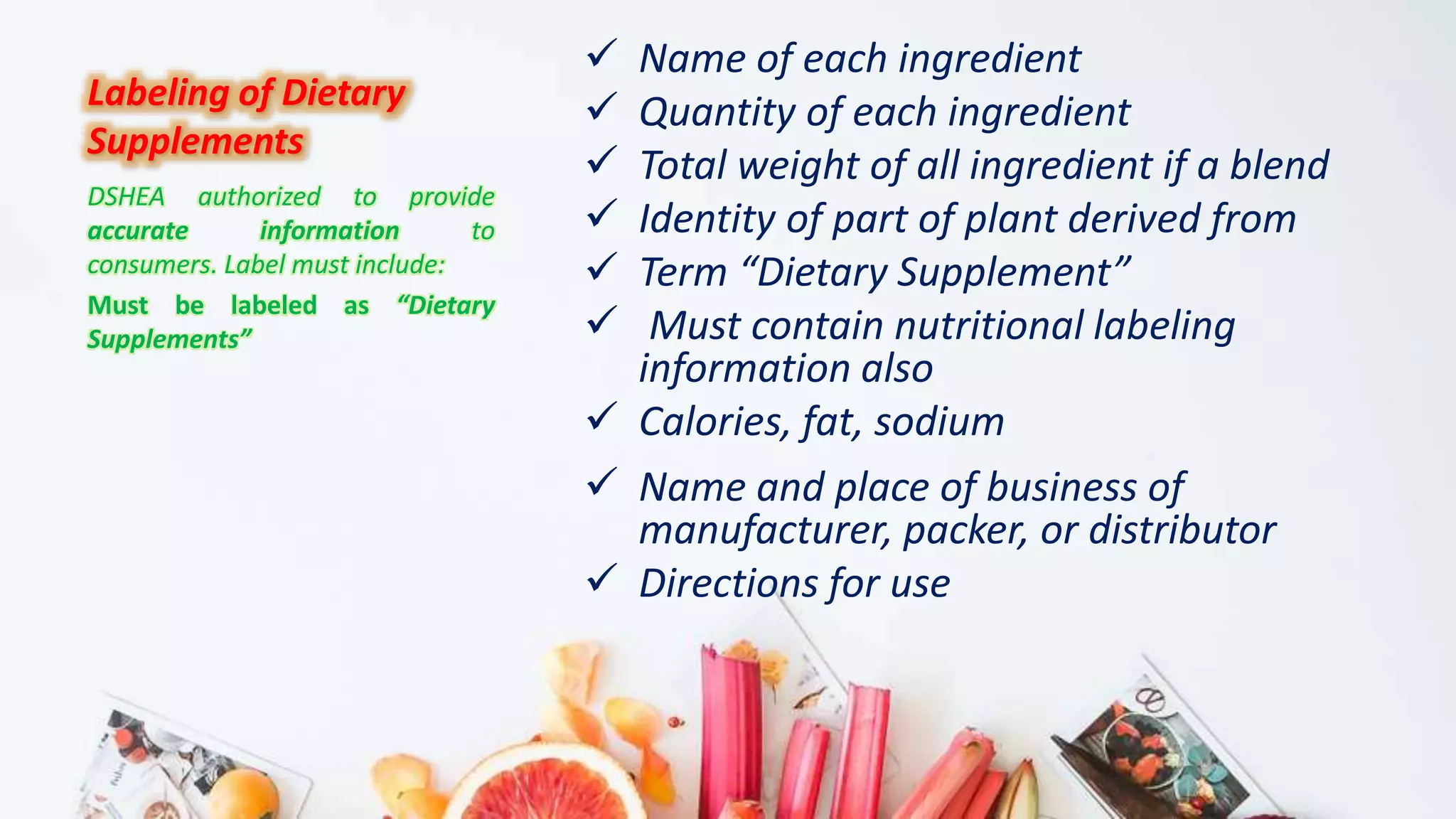 labelling requirements and label claims for dietary supplements in USA ...