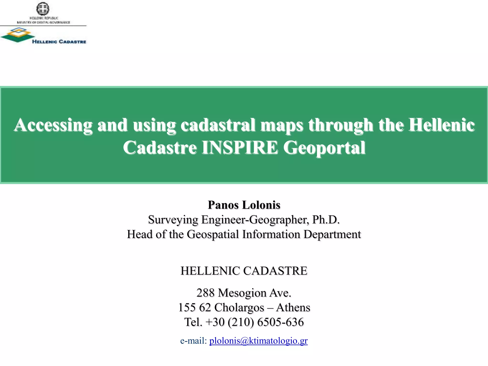 Accessing and using cadastral maps through the Hellenic Cadastre ...