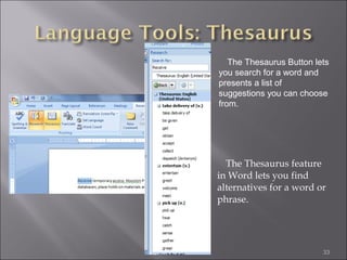 Ms word and Ms Excel Presentation | PPT