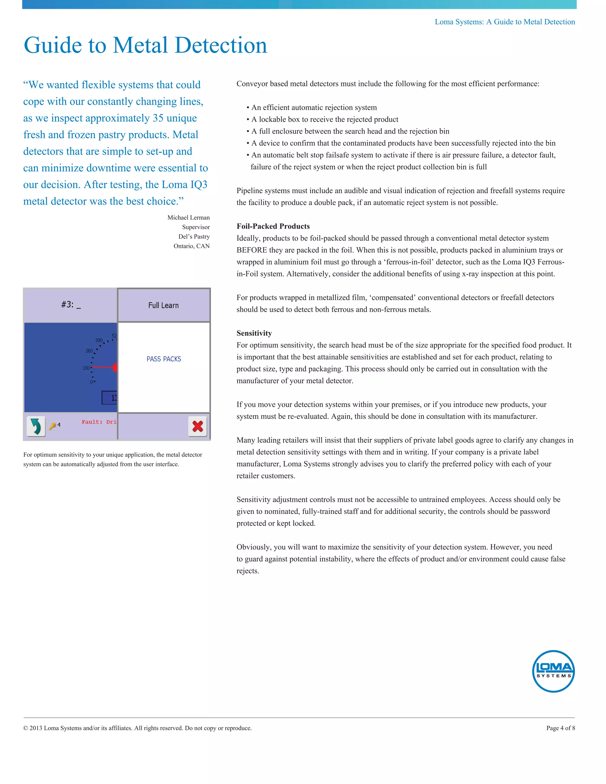 Loma Guide to Metal Detection | PDF