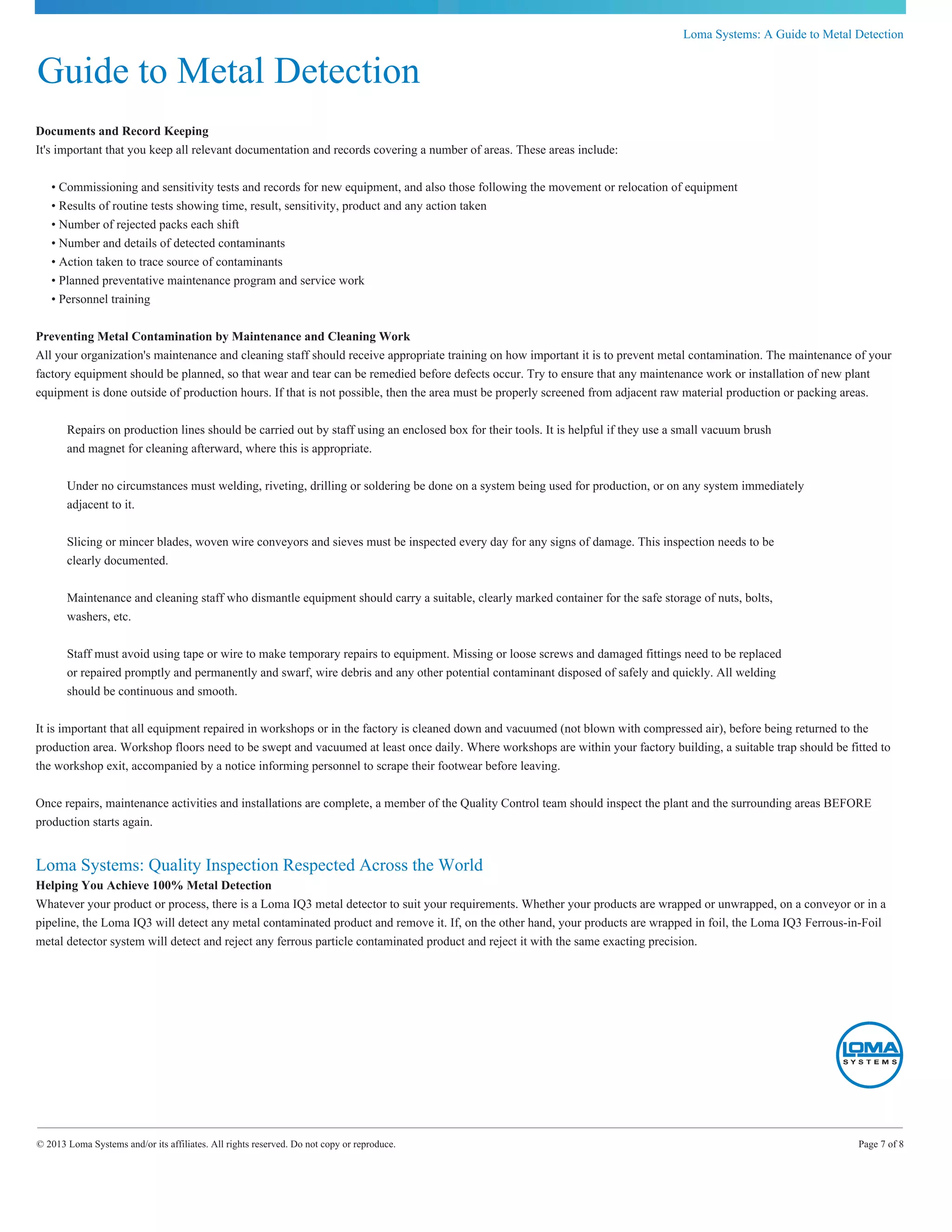 Loma Guide to Metal Detection | PDF