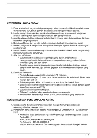Lomba Essay Mahasiswa Tingkat Nasional – Universitas Mataram | PDF