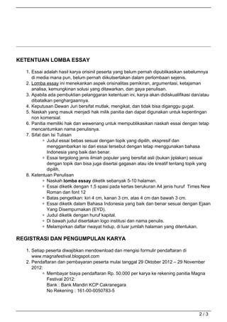Lomba Essay Mahasiswa Tingkat Nasional – Universitas Mataram | PDF