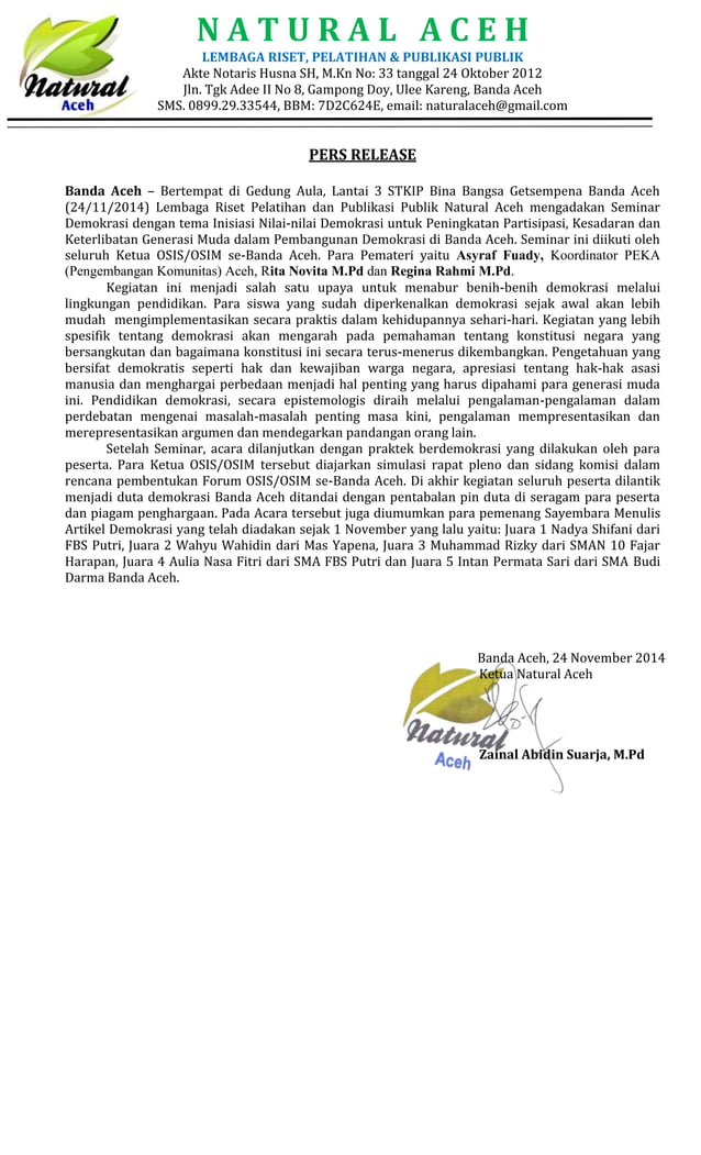 Lomba menulis artikel demokrasi natural aceh kemitraan | PDF