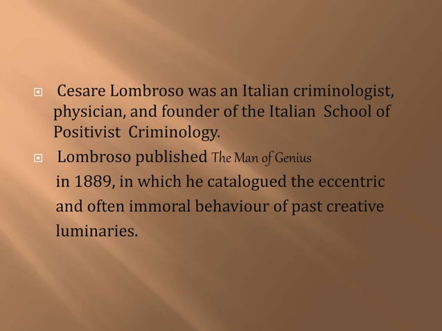 Lombroso's theory of creativity | PPTX