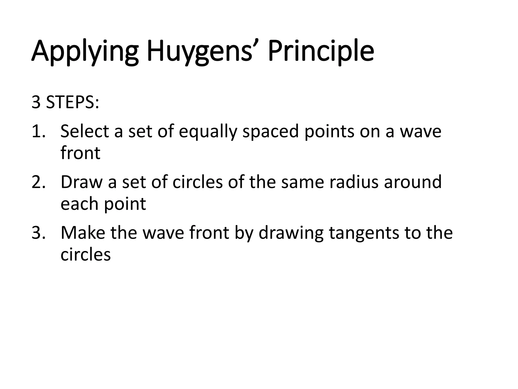 Wave Propagation and Hyugens' Principle | PPTX