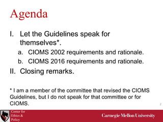 Alex John London, "2016 CIOMS International Ethical Guidelines for ...