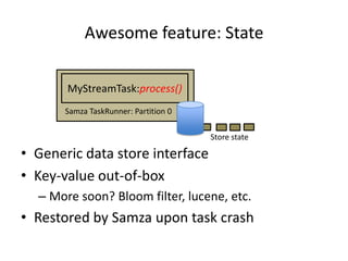 Apache Samza: Reliable Stream Processing Atop Apache Kafka and Hadoop ...