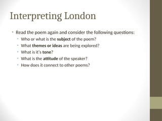 London by William Blake Poem Analysis and PowerPoint | PPT
