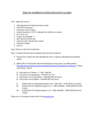 Amity London steps to enrolment - amity | PDF