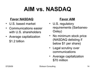 London Stock Exchange AIM Listing | PPT | Business Accounting & Finance ...