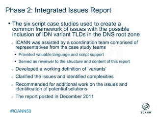 ICANN 50: IDN Variant TLD Program ALAC Update | PPT