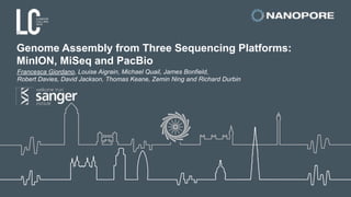 Genome assembly from three sequencing platforms: minION, MiSeq and ...
