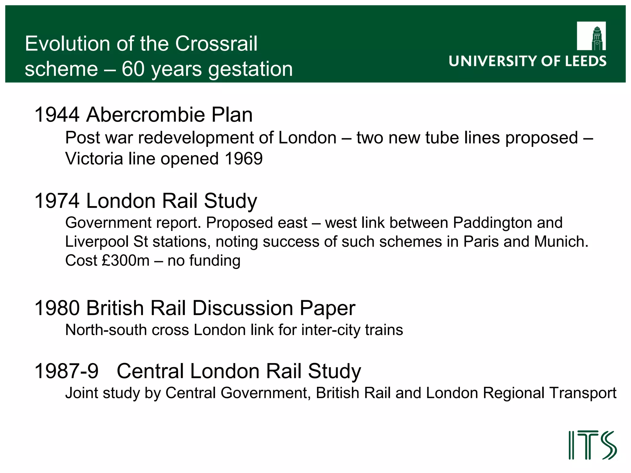London's Crossrail Scheme - its evolution, governance, financing and ...