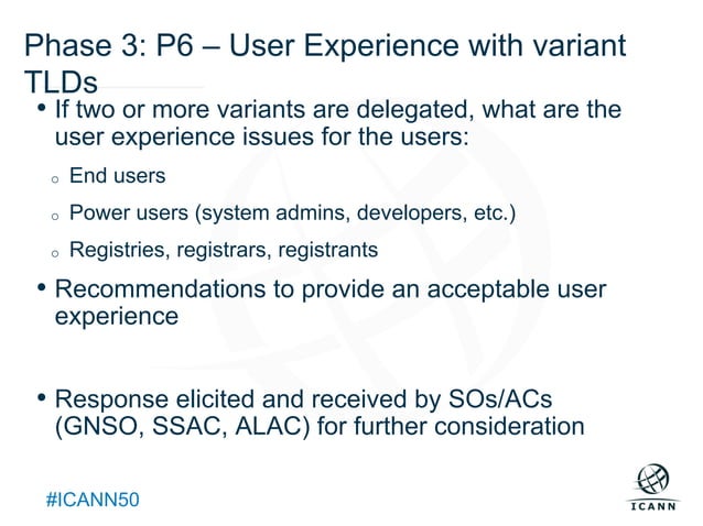 ICANN 50: IDN Variant TLD Program GNSO Update | PDF