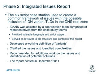 ICANN 50: IDN Variant TLD Program GNSO Update | PDF