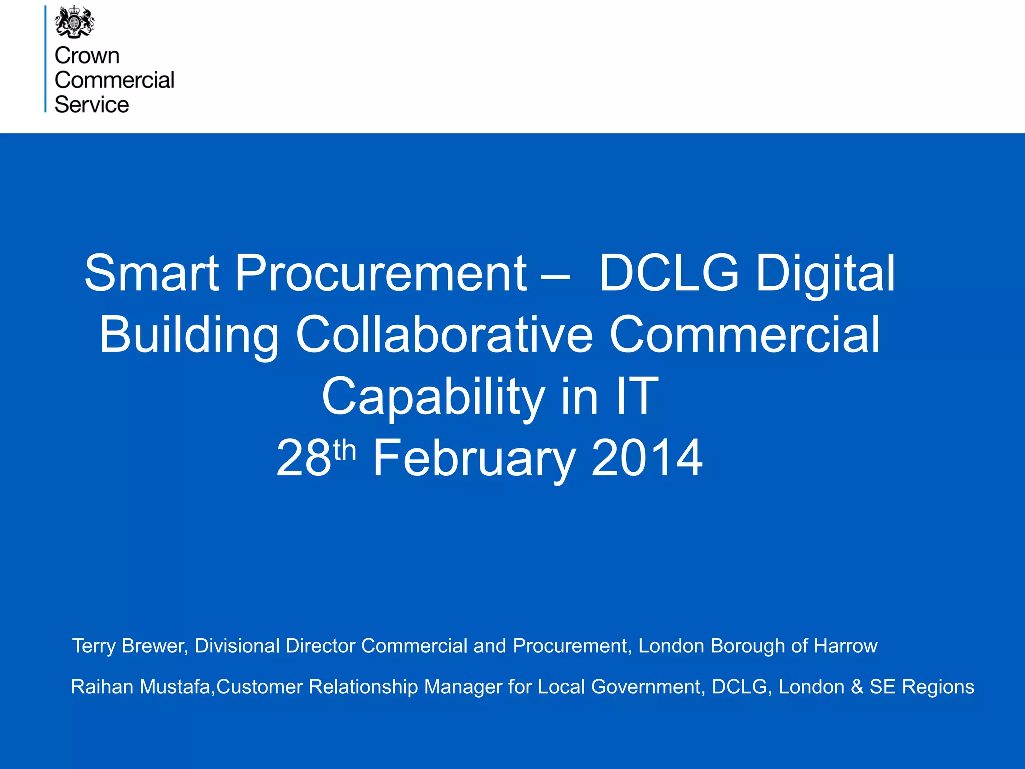Smart Procurement – DCLG Digital Building Collaborative Commercial ...