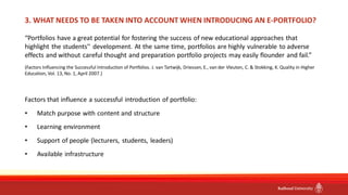 Ins and Outs of ePortfolio Implementation at Radboud University | PPT