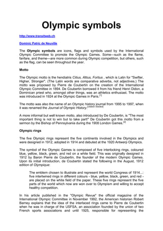 Olympic symbols | PDF | Summer Olympic Sports | Olympic Sports