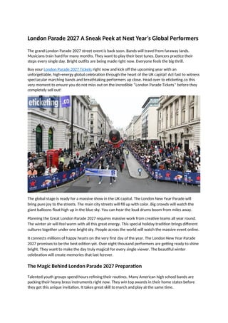 London Parade 2027: A Global Celebration of Music, Dance, and Culture ...
