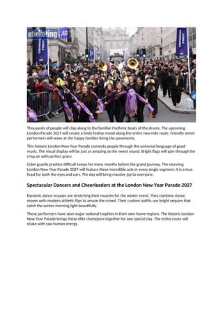 London Parade 2027: A Global Celebration of Music, Dance, and Culture ...