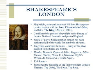 London & Literature - History, Shakespeare, Dickens, Kipling | PPT ...