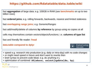 data.table and H2O at LondonR with Matt Dowle | PPT
