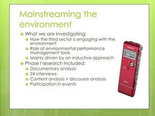 London seminar mainstreaming_the_environment | PPT