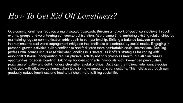 Loneliness | PPTX | Social Networking | Internet