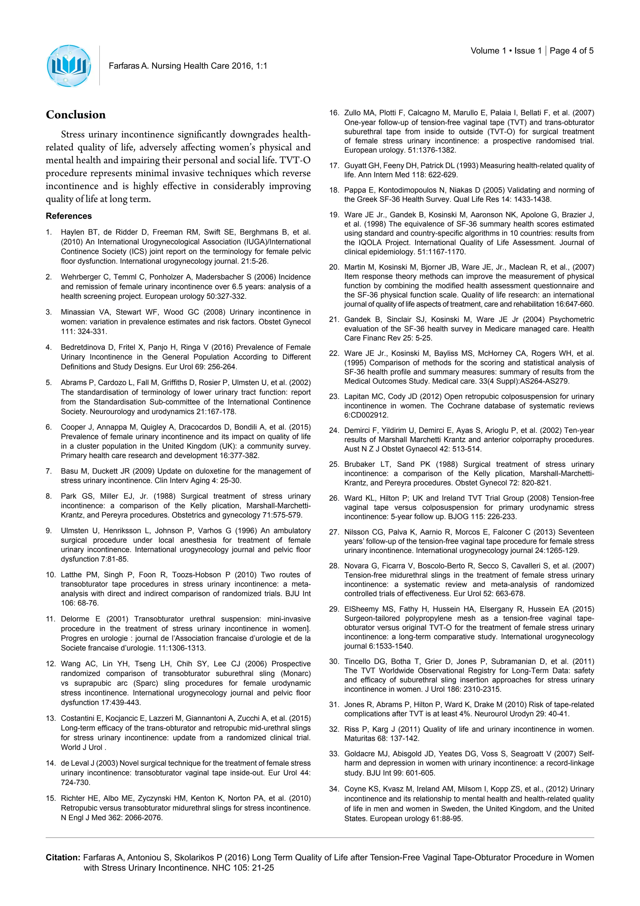 Long term-quality-life-tension-free-vaginal-tape-obturator-procedure ...