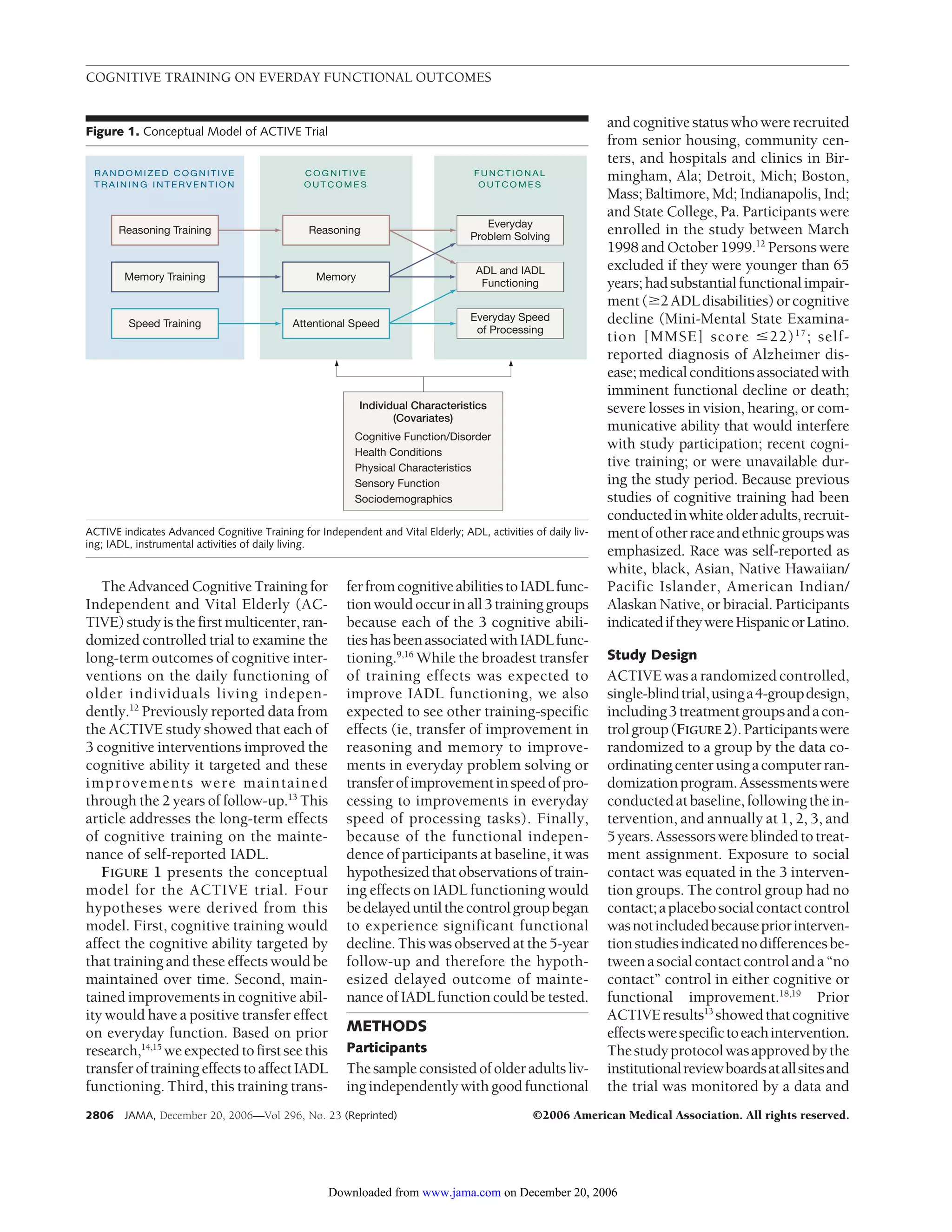 Long term effects of cognitive training | PDF