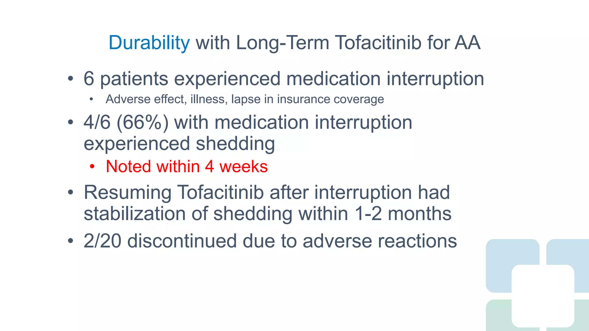 Long Term Treatment for Severe Alopecia Areata with Oral Tofacitinib ...