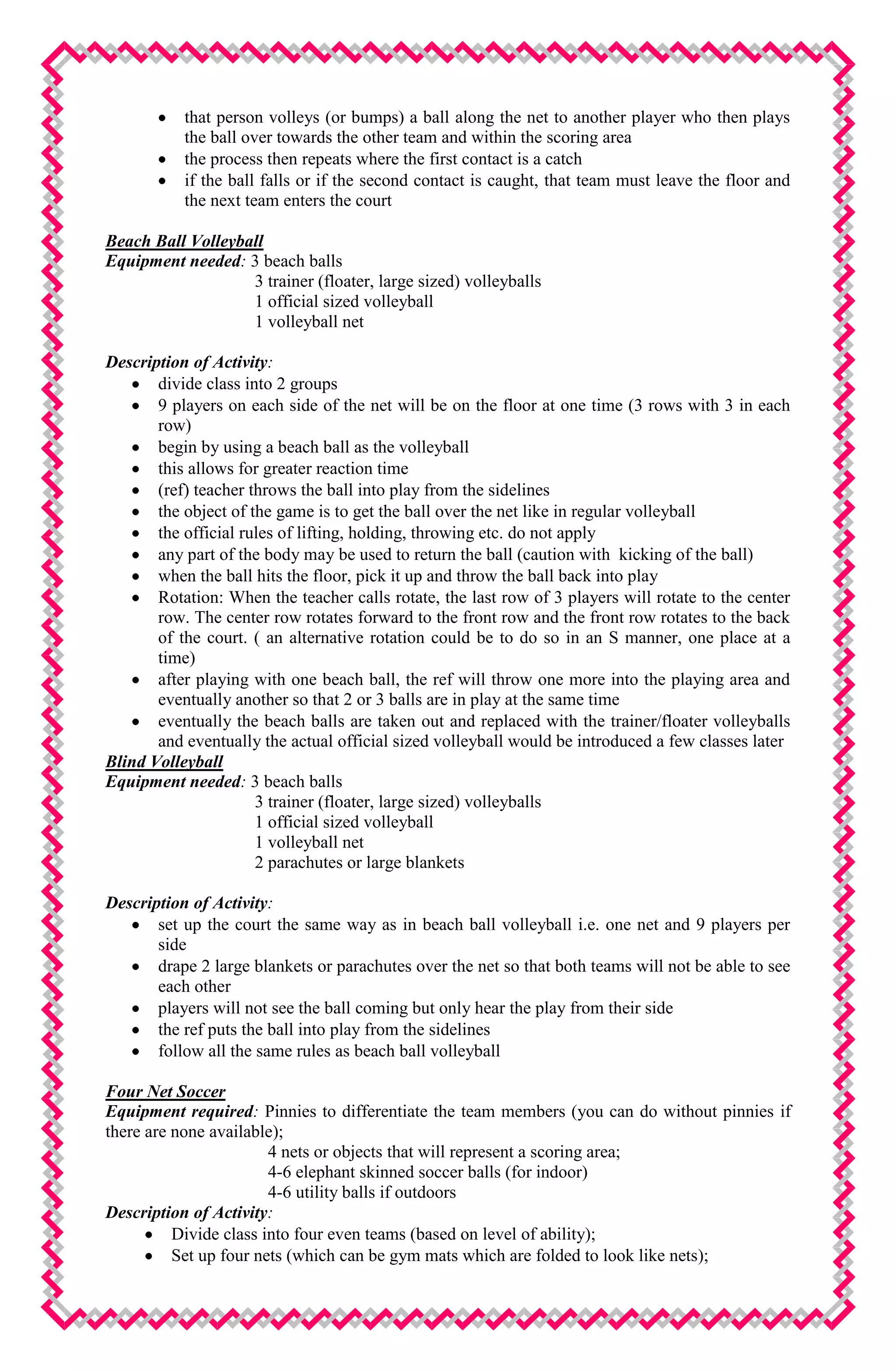 LEAD-UP GAMES for Different TEAM SPORTS | DOCX