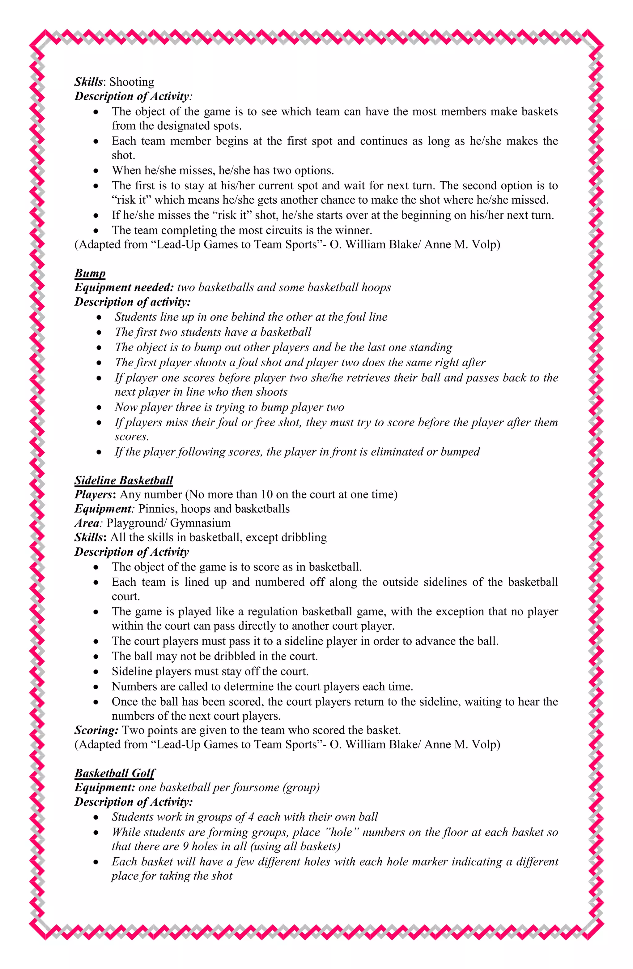 LEAD-UP GAMES for Different TEAM SPORTS | DOCX