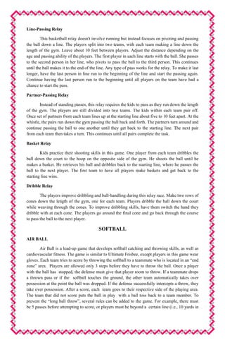 LEAD-UP GAMES for Different TEAM SPORTS | DOCX